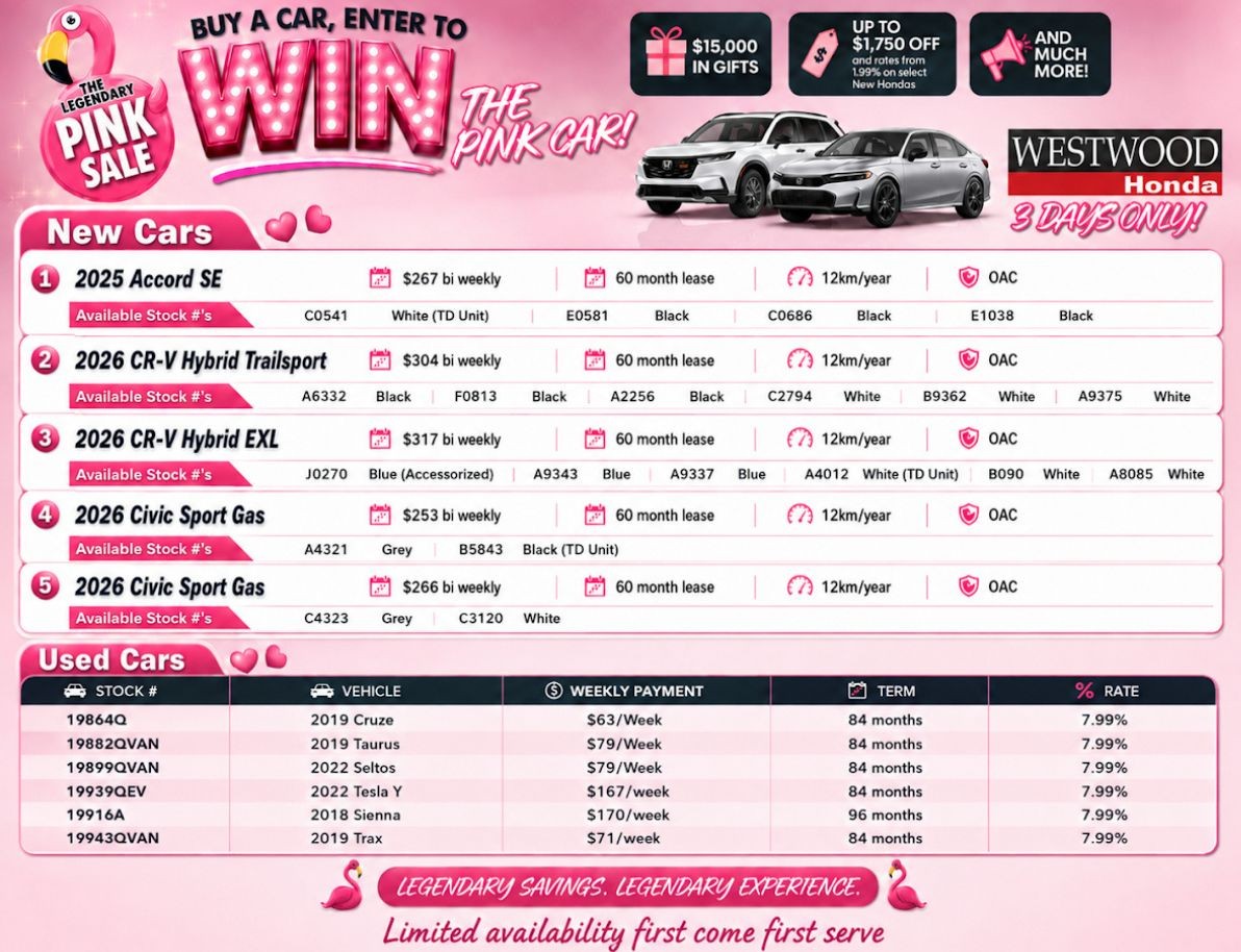 The Legendary Pink Sale - Westwood Honda